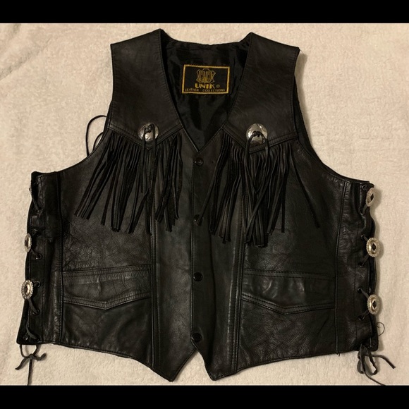 Unik | Jackets & Coats | Unik Ladies Leather Vest With Fringes Size Lg ...